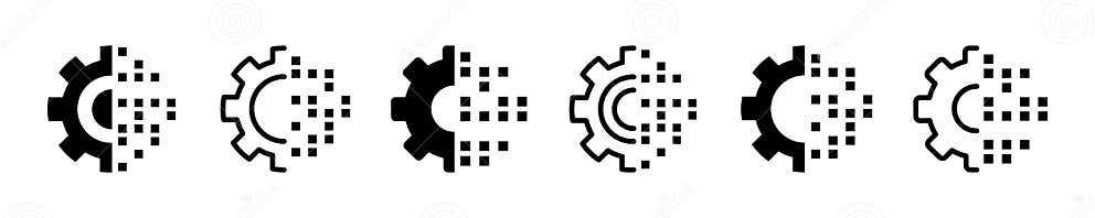 Set of Digital Transformation Vector Icons. Digitization of Data ...