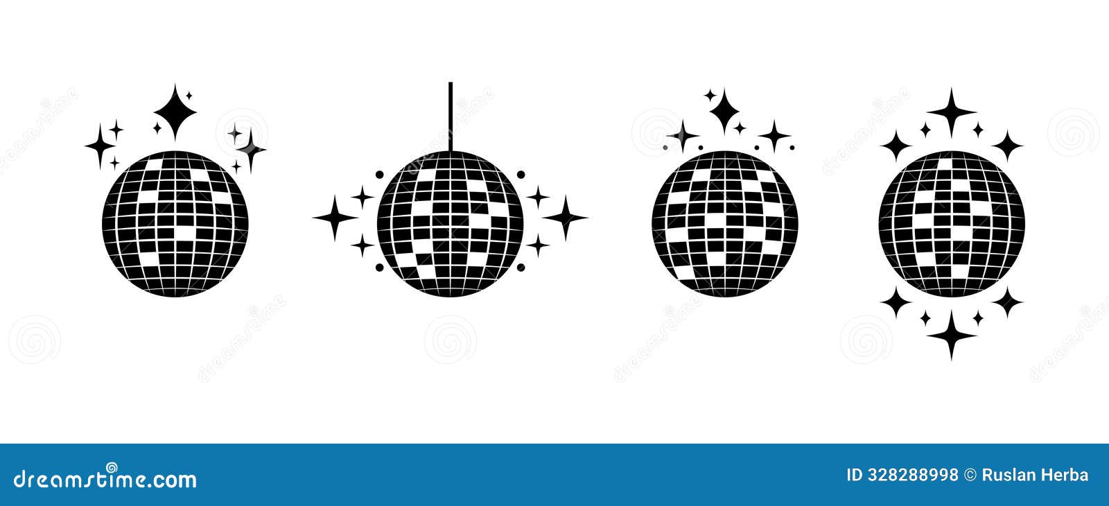 Set of Disco Ball Vector Icons. Club Globe Stock Illustration ...
