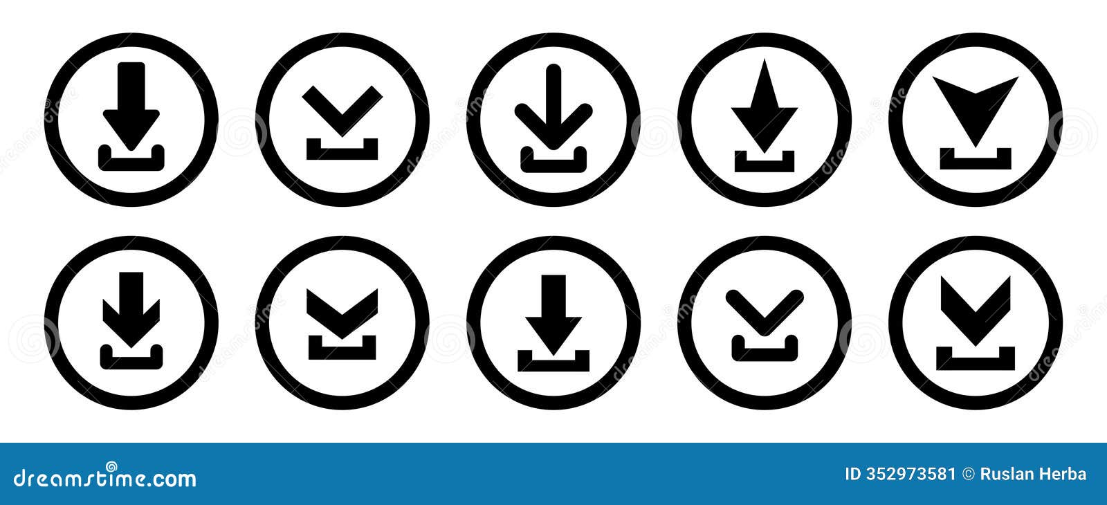 Set of Download Vector Icons. Upload Symbol. Web Buttons for Download ...