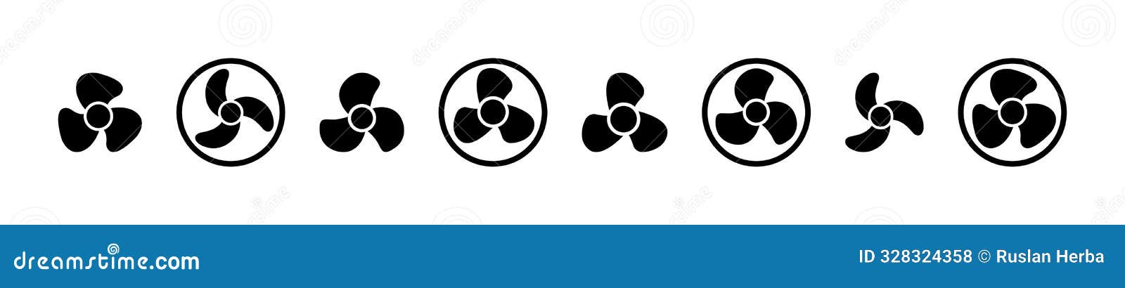 Set of Fans Vector Icons. Ventilator Sign. Black Air Ventilator ...