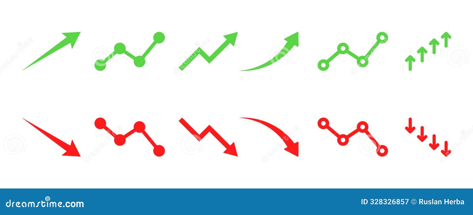 Set of Financial Arrows Up and Down. Green and Red Arrows Stock Illustration - Illustration of ...