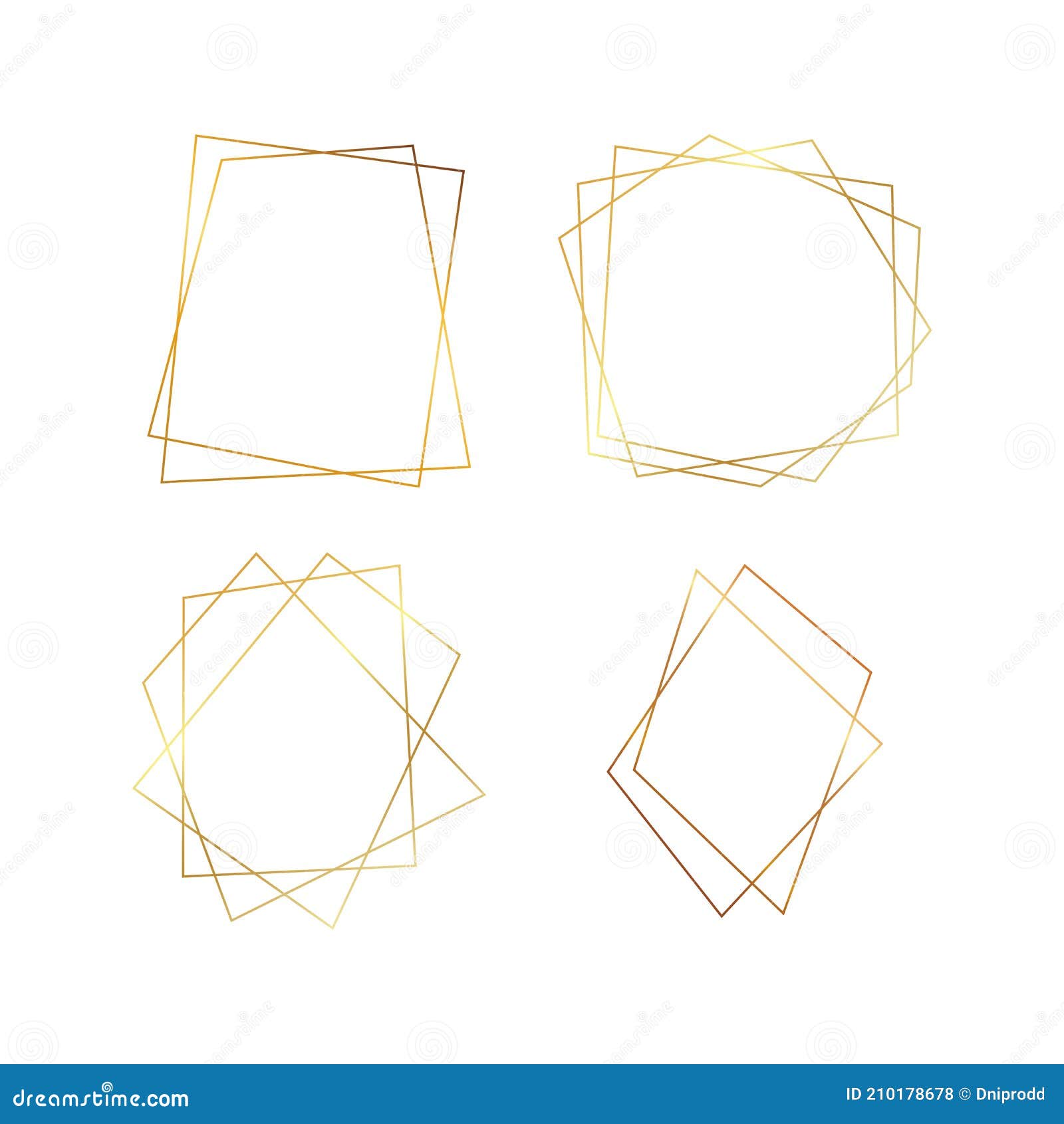 Set of Four Gold Geometric Polygonal Frames Stock Vector - Illustration ...