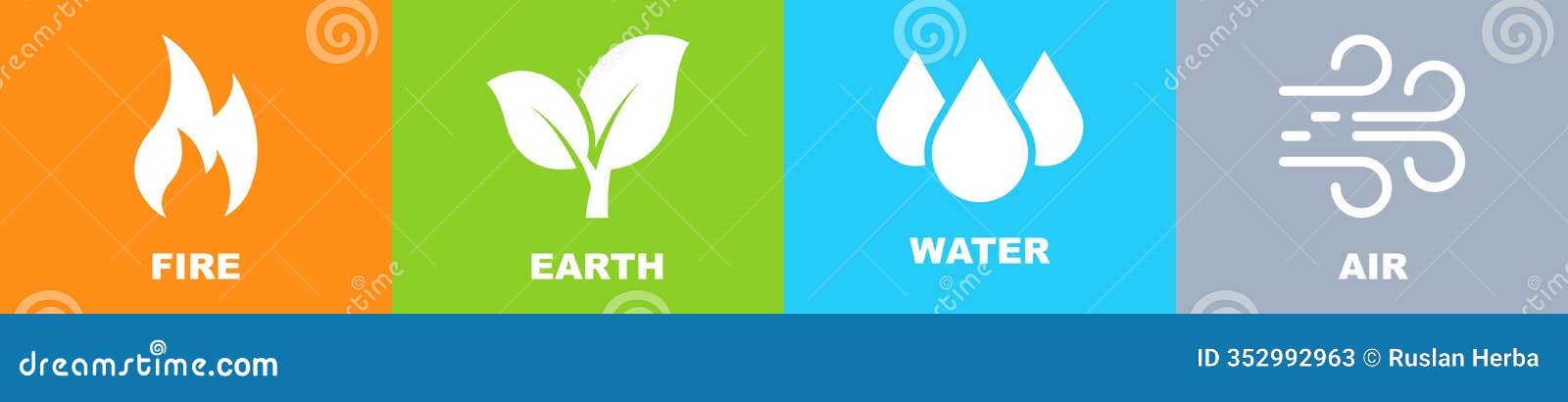 Four Nature Elements Icons. Earth, Air, Fire, Water. Symbol Of Earth ...