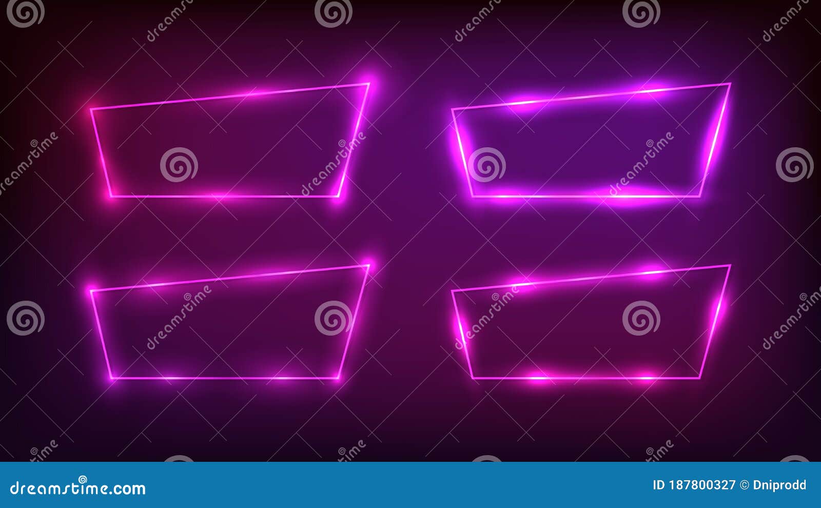Neon Trapezoid Frame with Shining Effects Stock Vector - Illustration ...