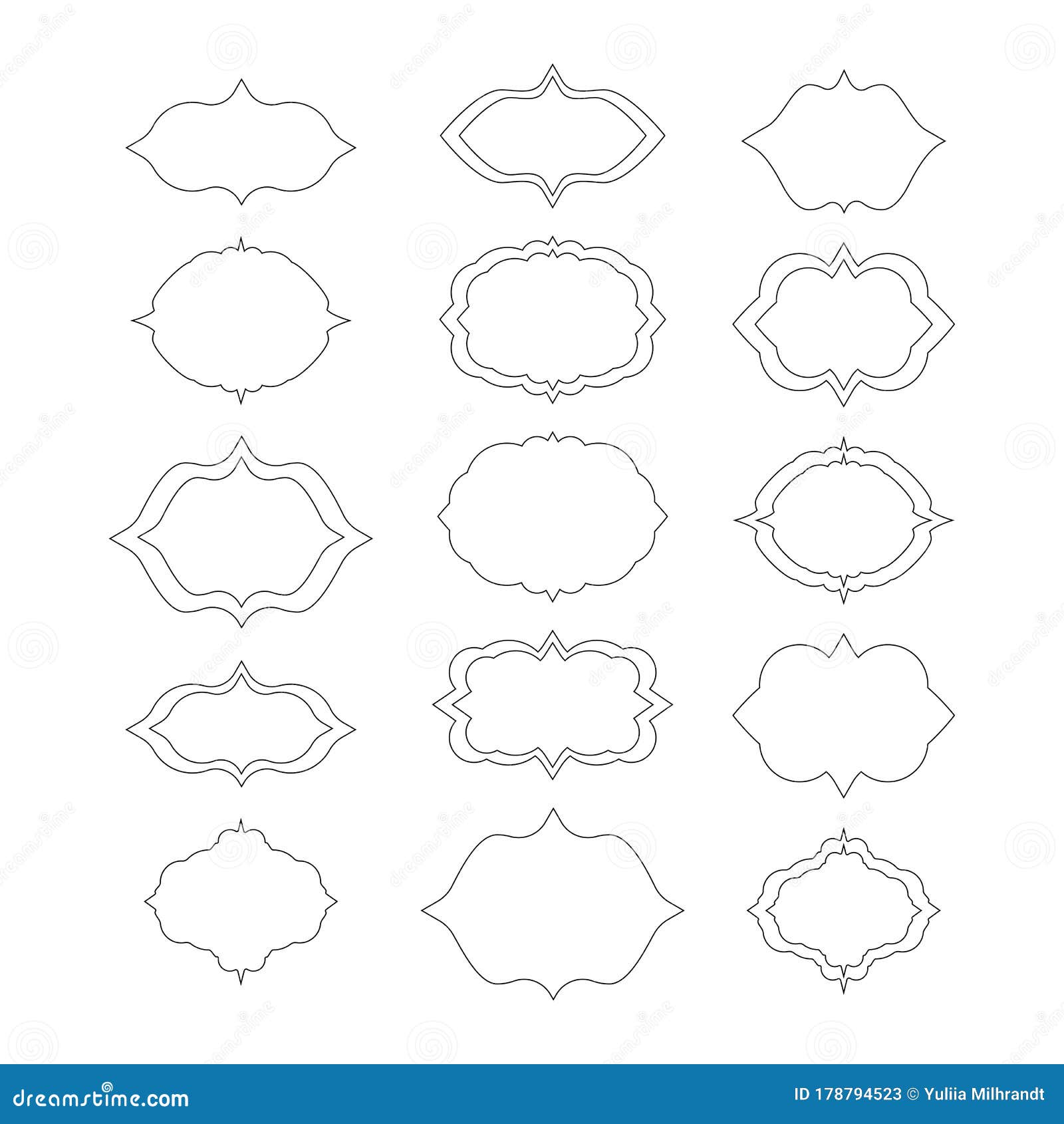 Set of Frames. Black and White Vector Isolated Stock Illustration ...
