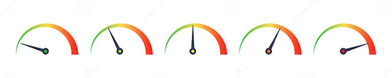 Set of Gradient Speedometer Vector Icons. Speed Scale. Slow, Medium ...