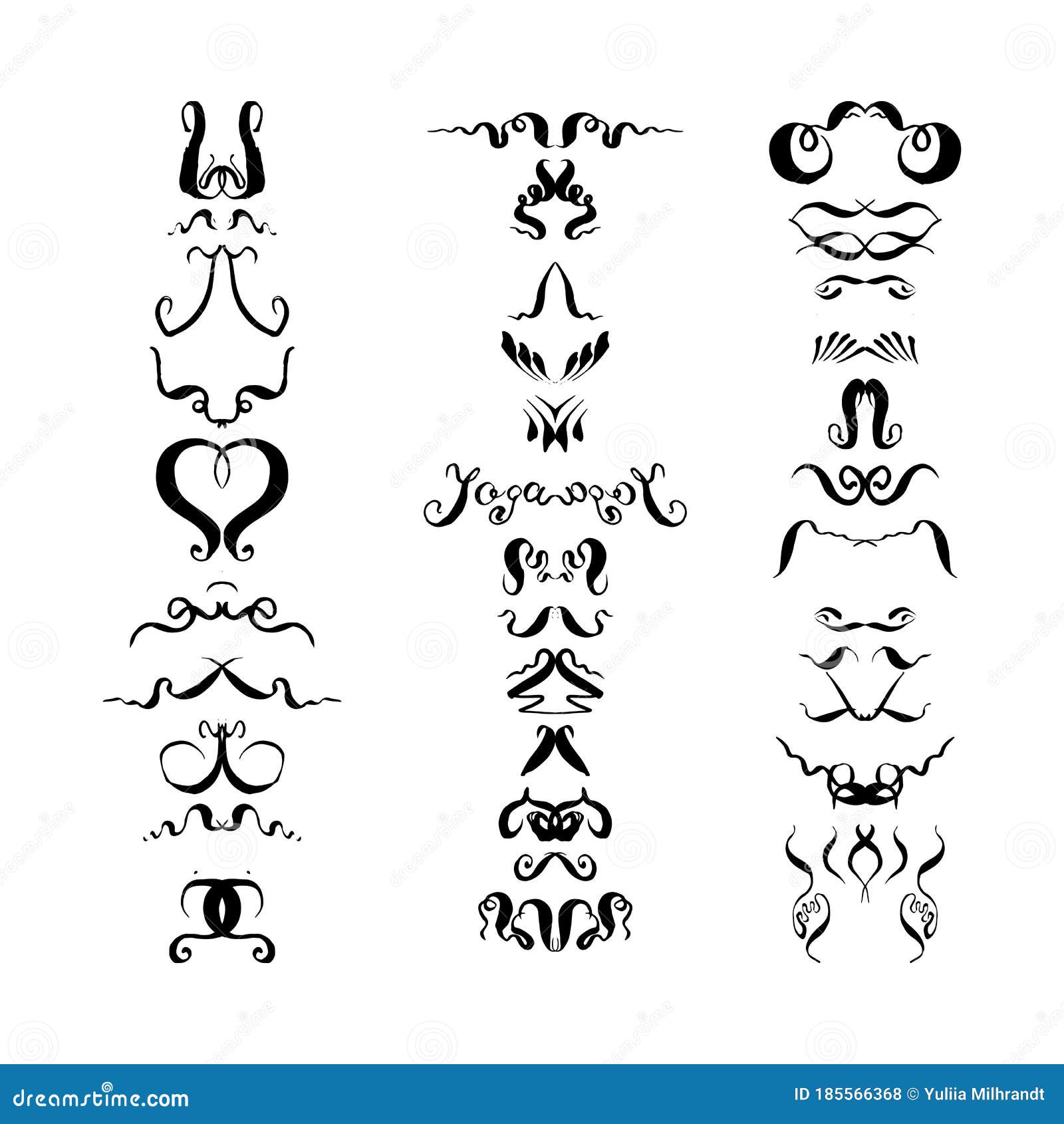 Set of Hand Drawn Decorative Elements. Vector Black Stock Illustration ...