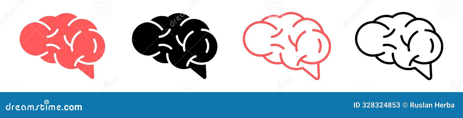 Set of Human Brain Vector Icons. Internal Organ. Intellect, Think ...