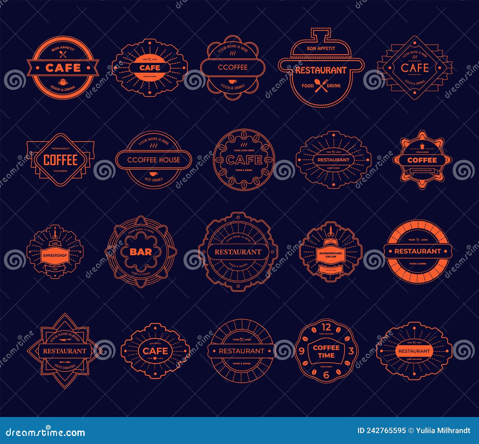 A Set of Icons, Symbols for Creating an Emblem, Label, Stock ...