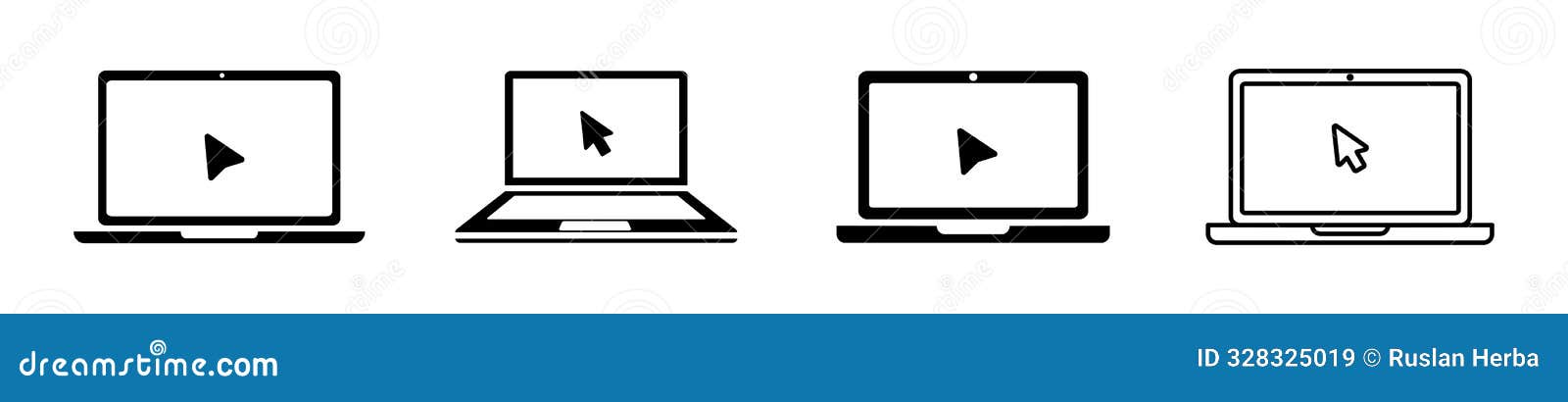 Set of Laptop with Computer Mouse Vector Icons. Monitor with Pointer or ...