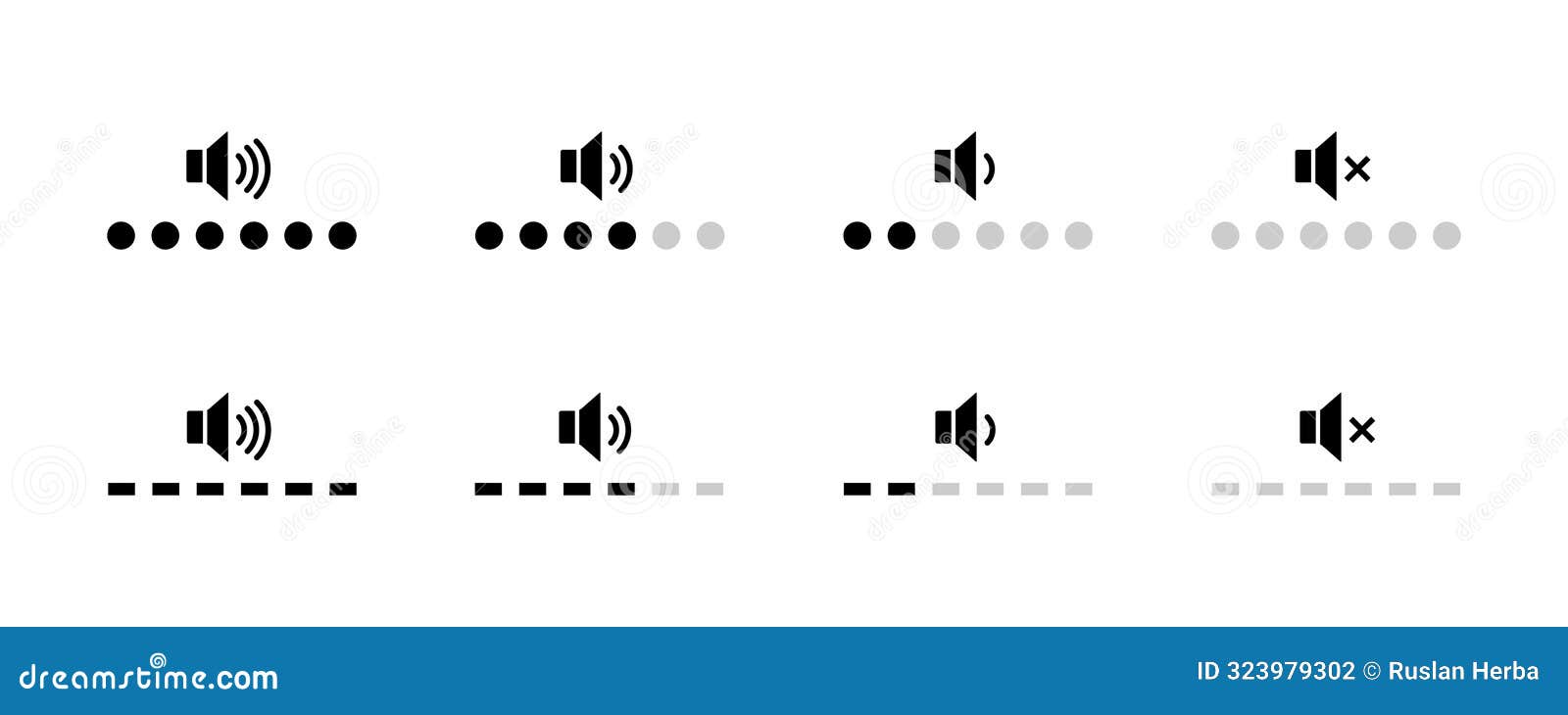 Set of Level Volume Adjustment Vector Icons. Stock Illustration ...