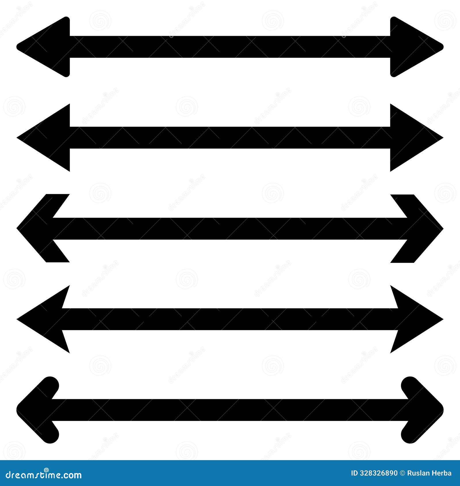 Set of Long Arrows Vector Icons. Black Horizontal Double Arrow Stock ...