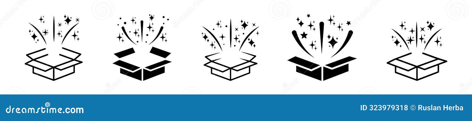 Set of Magic Box Vector Icons. Box with Celebration Surprise Stock ...