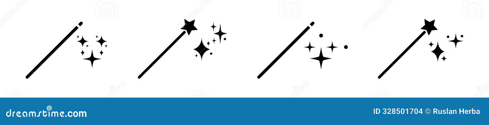 Set of Magic Wand Vector Icons. Magician, Wizard, Spell Icon. Shiny ...