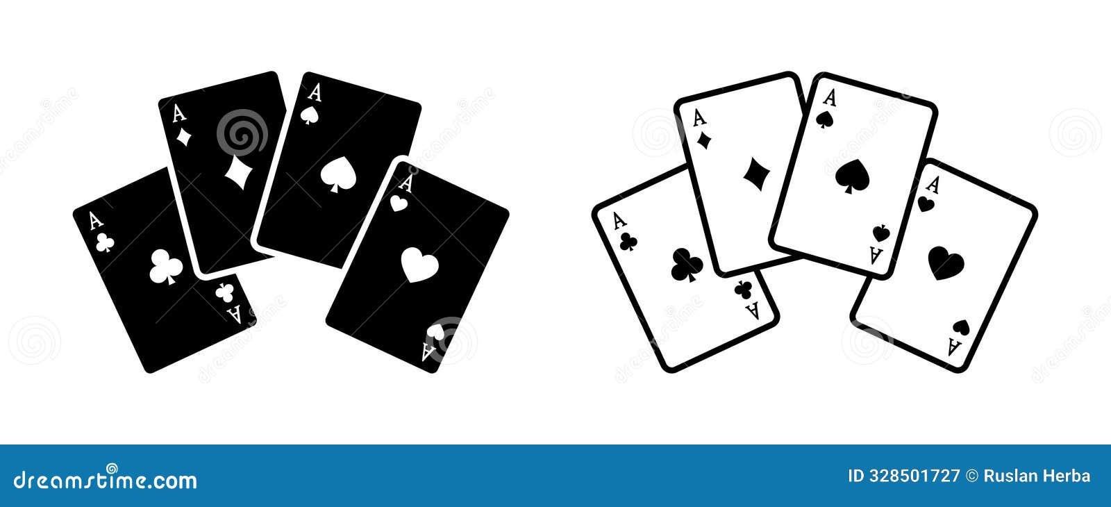 Set of Playing Card Vector Icons. Gambling Game. Four Card Stock Vector ...