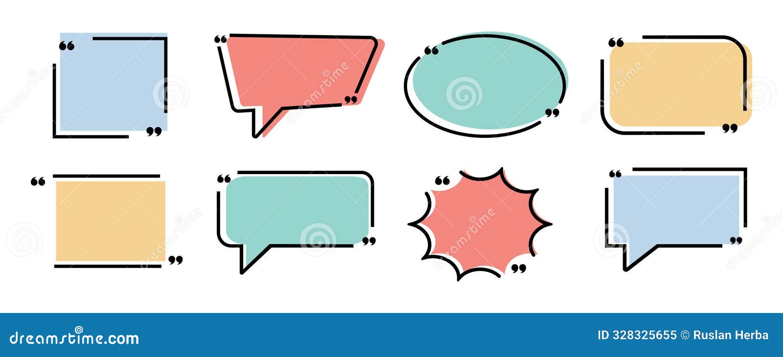 Set with Quote Box Frame in Abstract Style. Vector Texting Quote Boxes ...