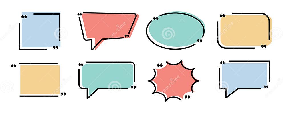 Set with Quote Box Frame in Abstract Style. Vector Texting Quote Boxes ...