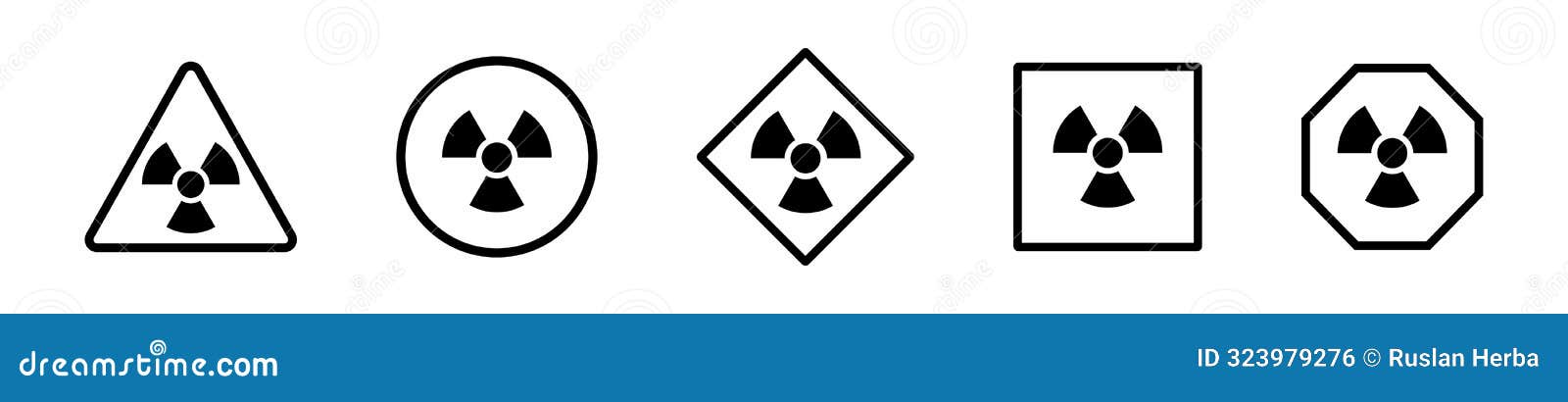 Set of Radiation Hazard Black Vector Signs. Stock Illustration ...