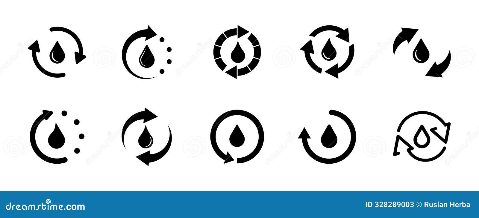 Set of Recycle Water Vector Icons. Efficient Reuse Water Stock Vector ...