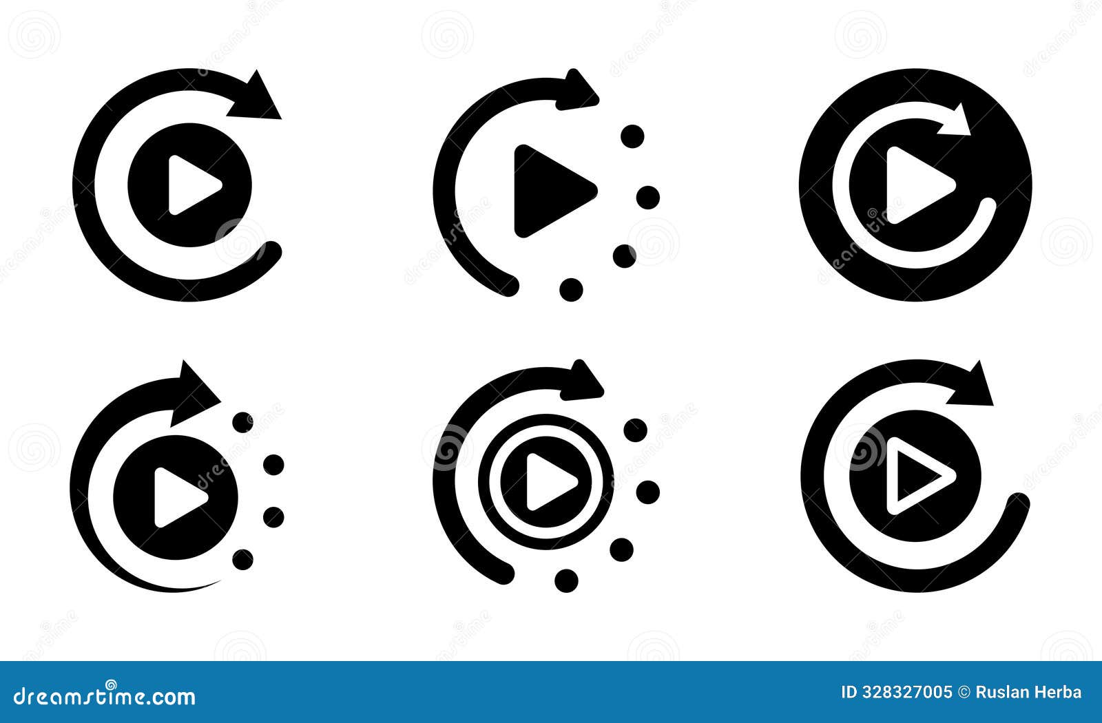 Set of Replay Vector Icons. Restart Video Stock Illustration ...
