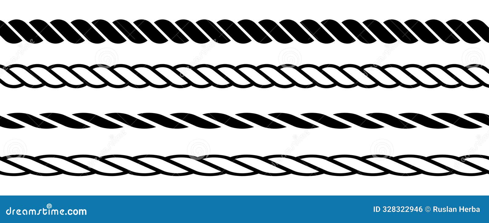 Set of Rope Vector Icons. Marine Rope. Black Cord Stock Illustration ...
