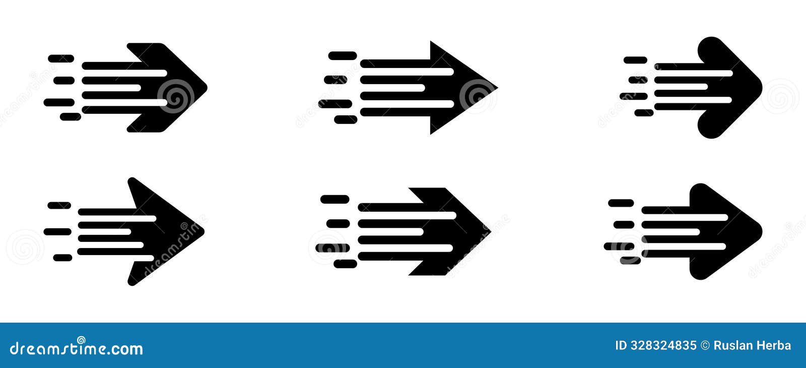 Set of Speedy Arrows Vector Icons. Fast Motion Arrow. Move Effect ...