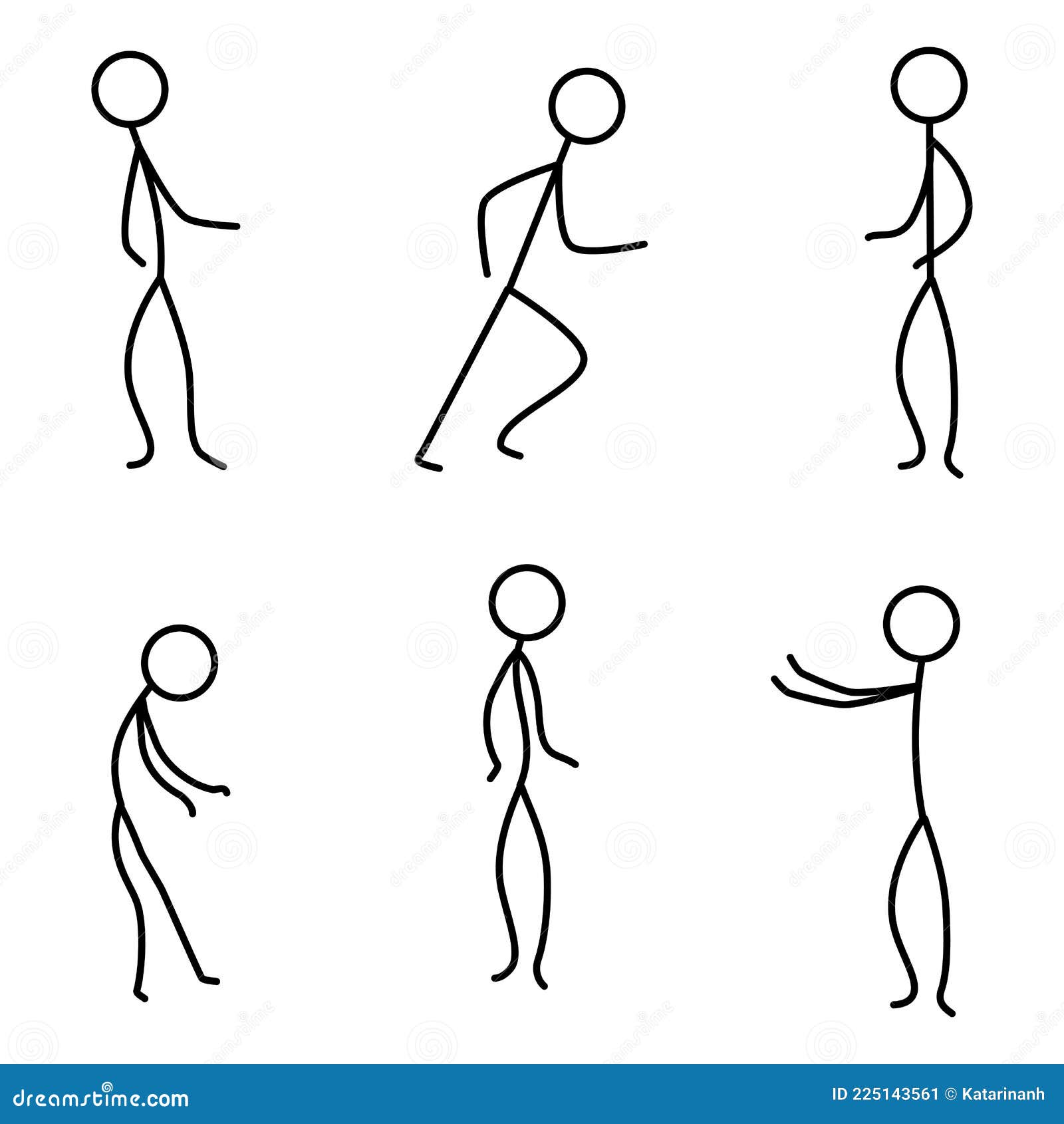 Set of Stick Figures. Presentation Stick Men. Different Movements of ...