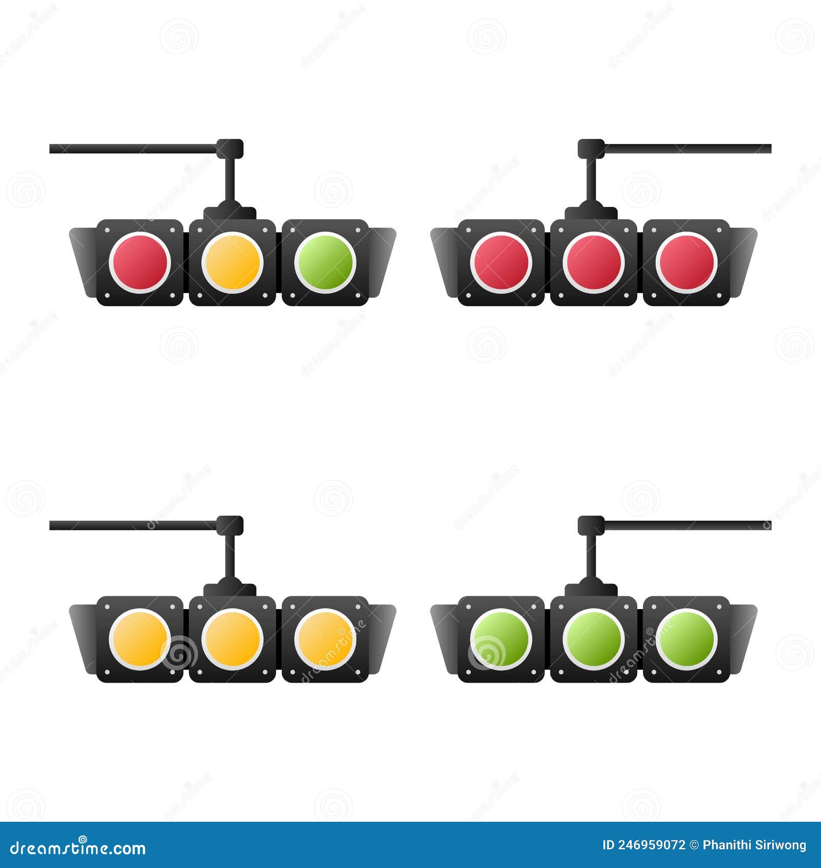 Set of Traffic Light Signal with Red, Yellow and Green Color Stock ...