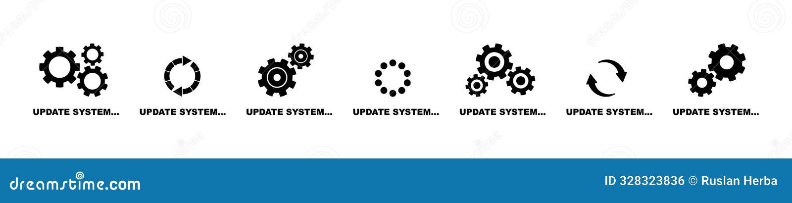 Set of Update System Vector Icons. Download New System. Load Software ...