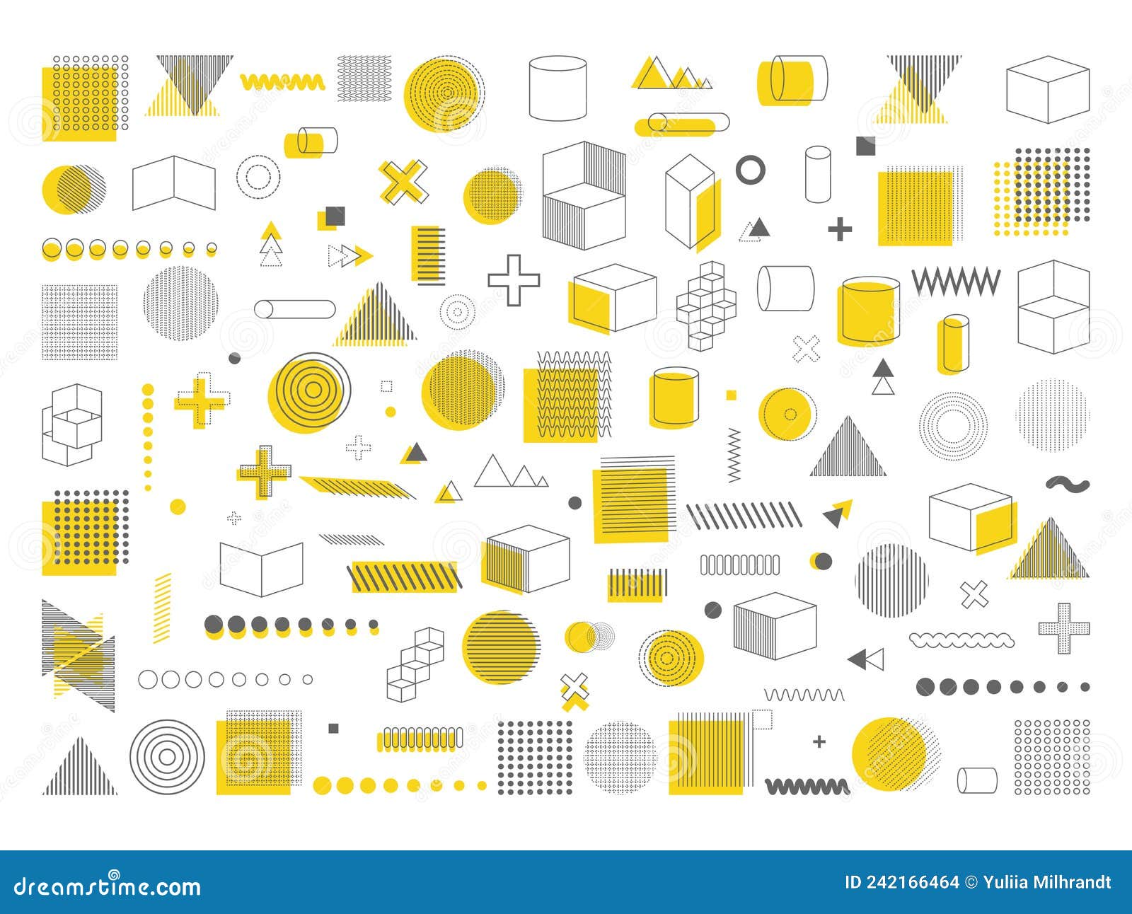 Geometric Shapes Memphis Style Stock Illustration - Illustration of ...