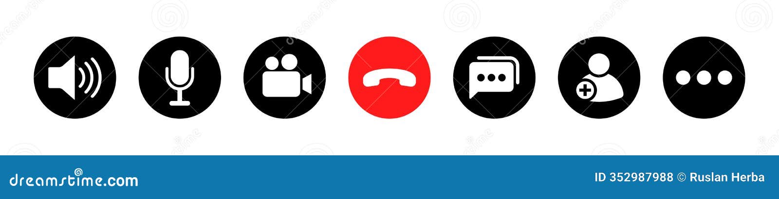 Set of Video Call Vector Buttons. Video Conference Interface Stock ...
