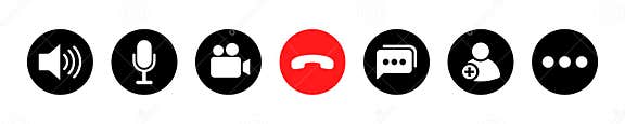 Set of Video Call Vector Buttons. Video Conference Interface Stock ...