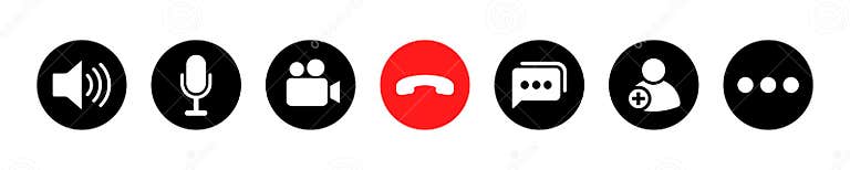 Set of Video Call Vector Buttons. Video Conference Interface Stock ...