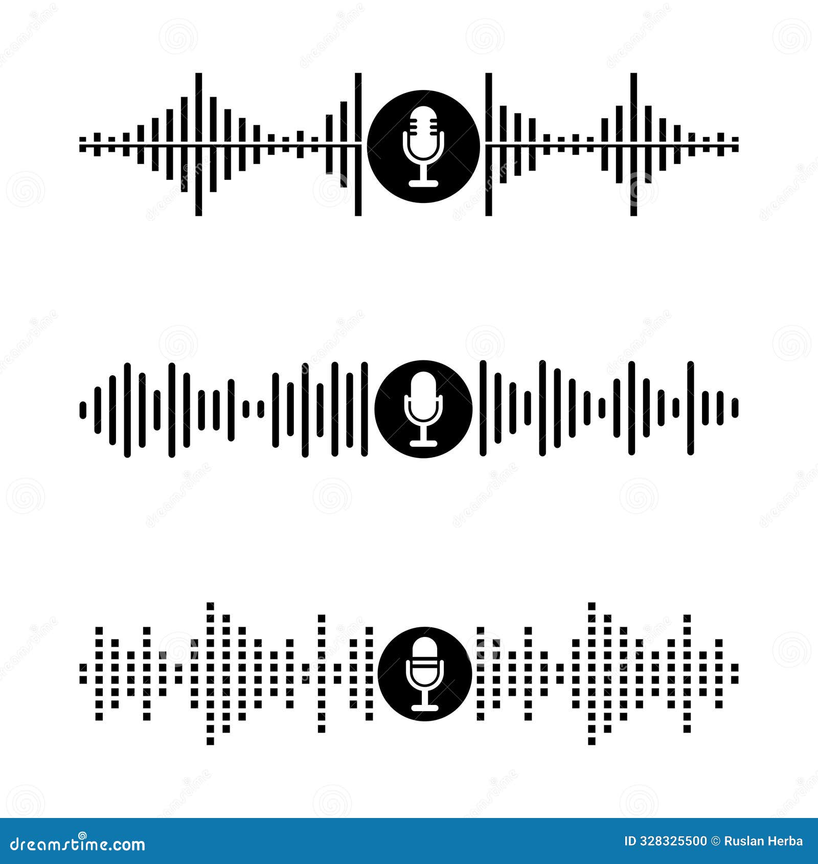 Set of Voice Message Vector Icons. Record Audio Message. Microphone ...