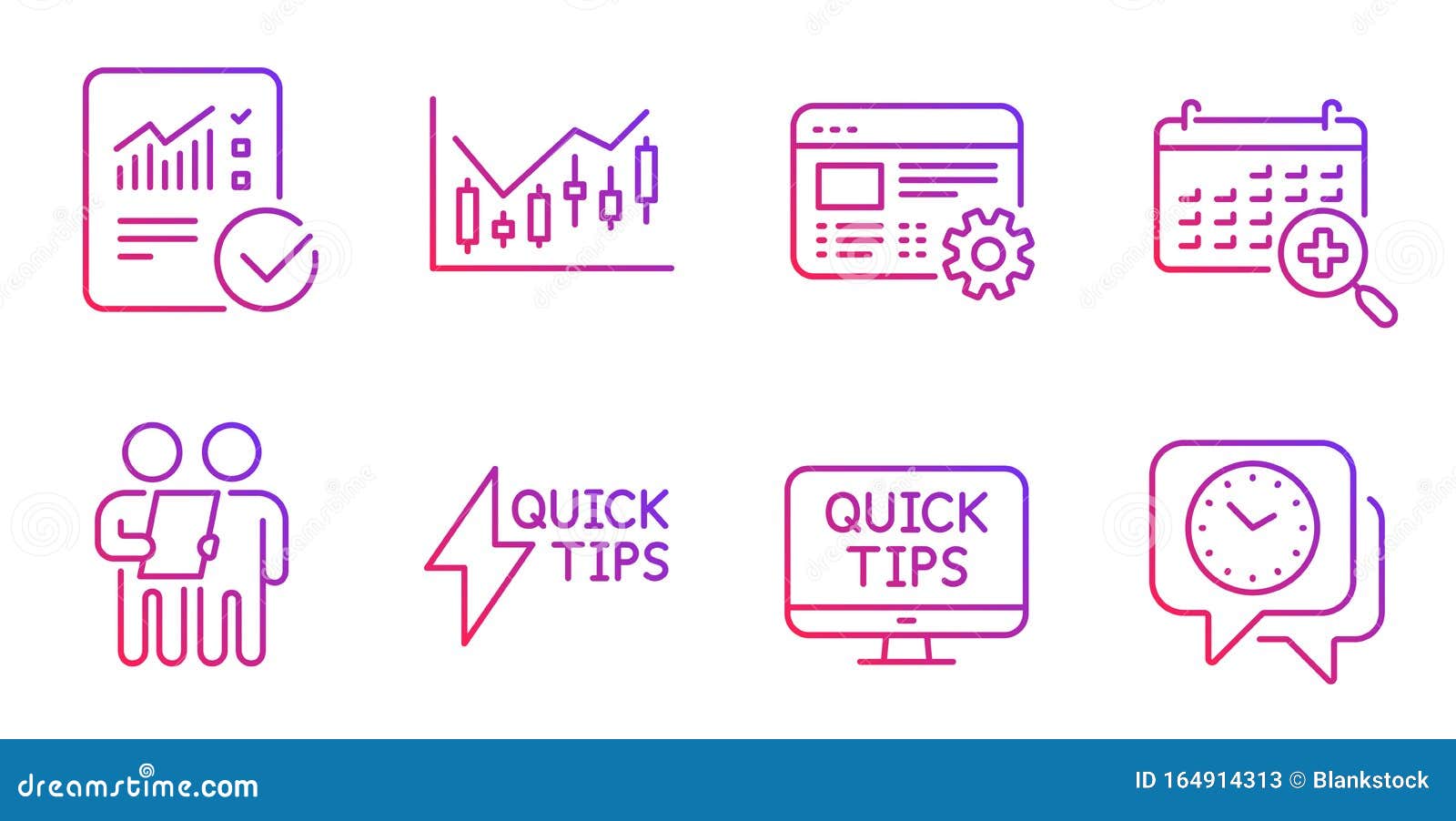 Web Settings, Financial Diagram and Quickstart Guide Icons Set. Vector ...