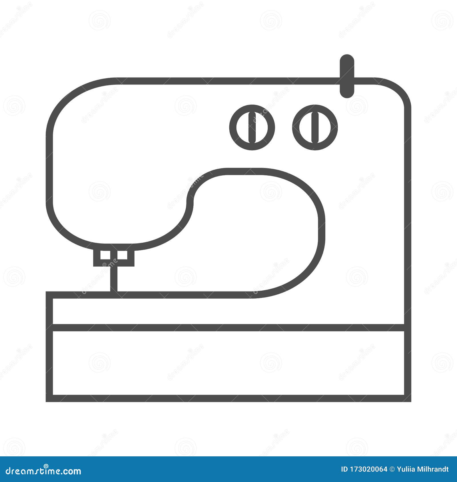 Sewing Machine Icon. Vector Black and White Stock Illustration ...