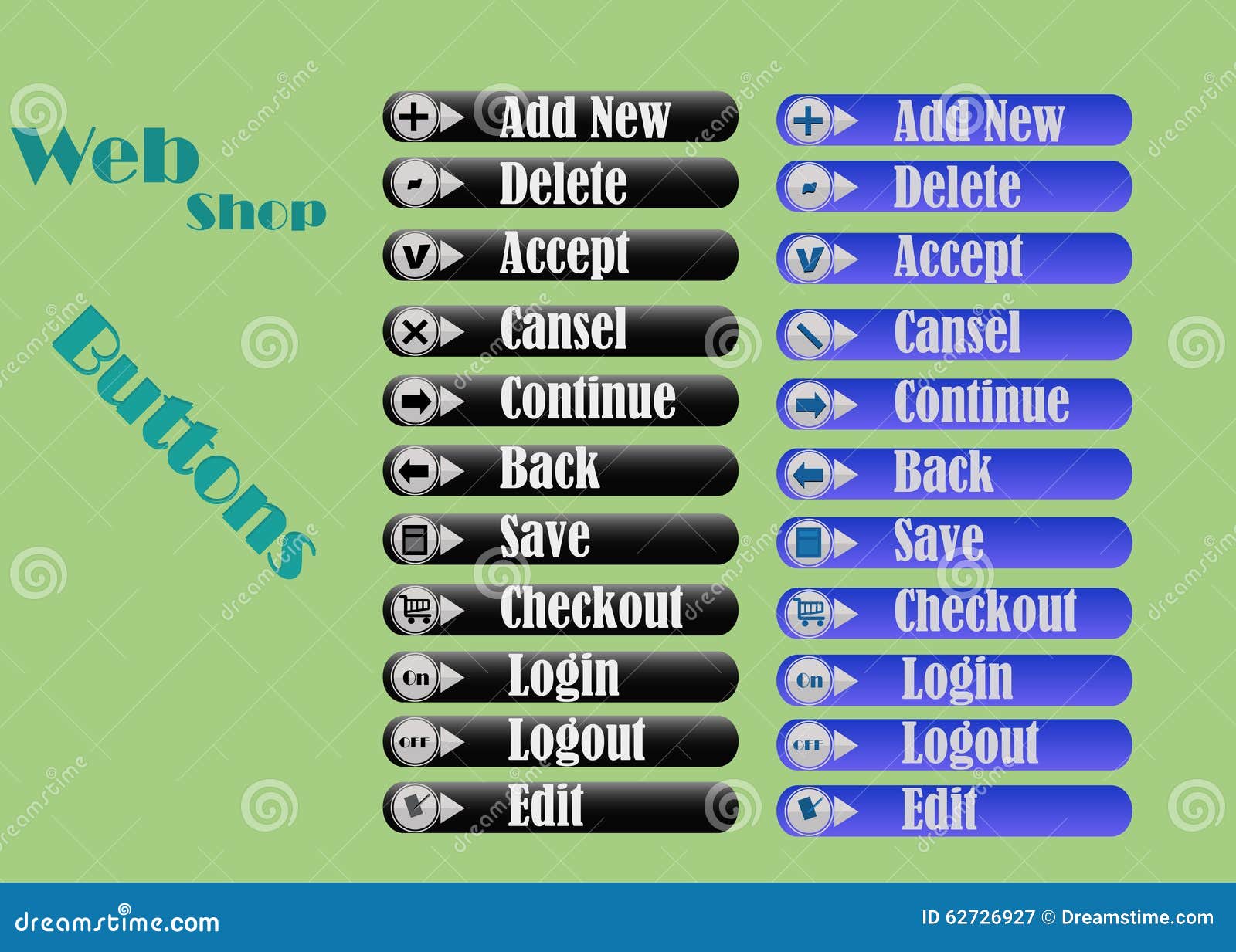 Web shop buttons stock illustration. Illustration of login - 62726927