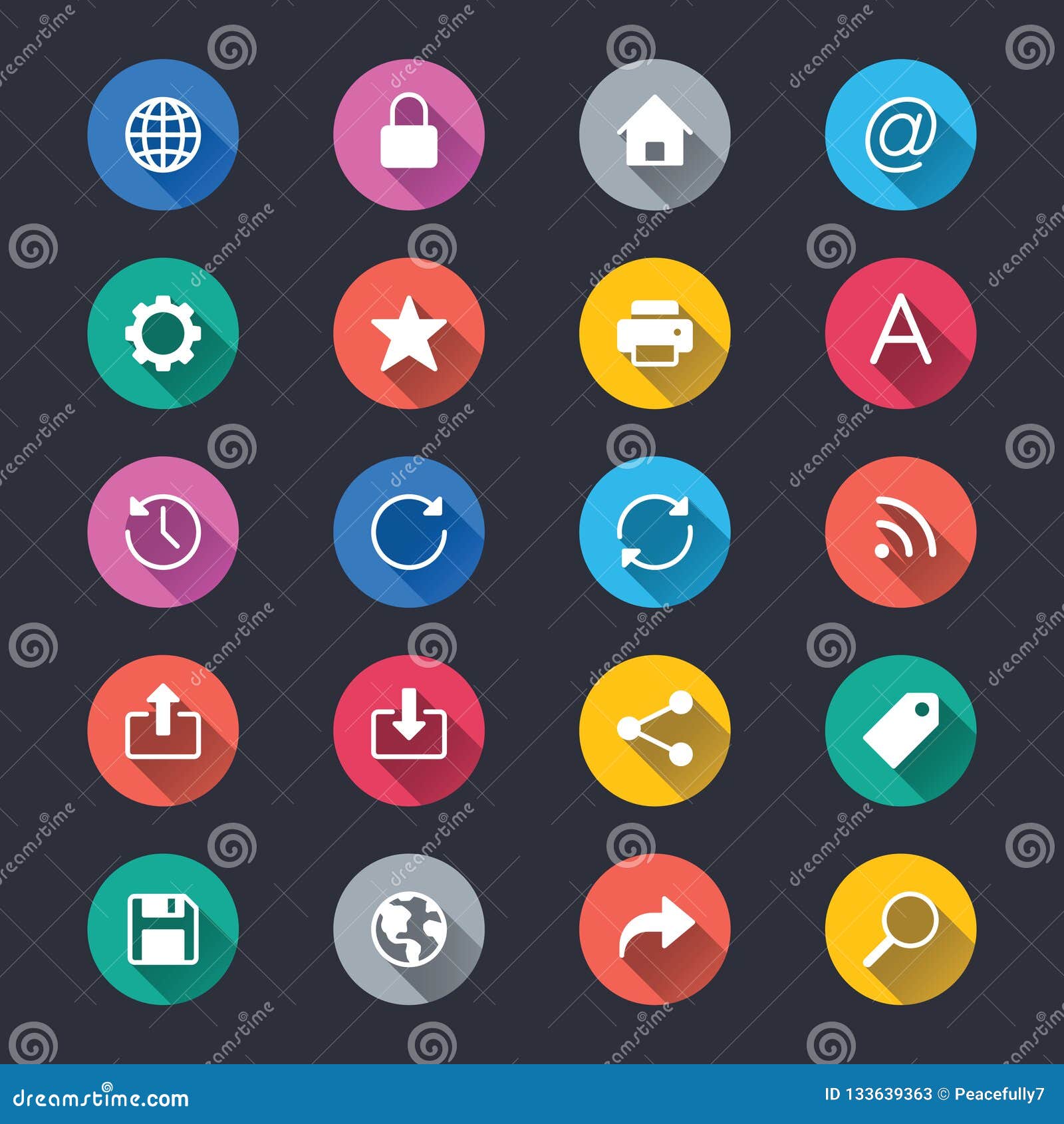 Web simple color icons stock vector. Illustration of computer - 133639363