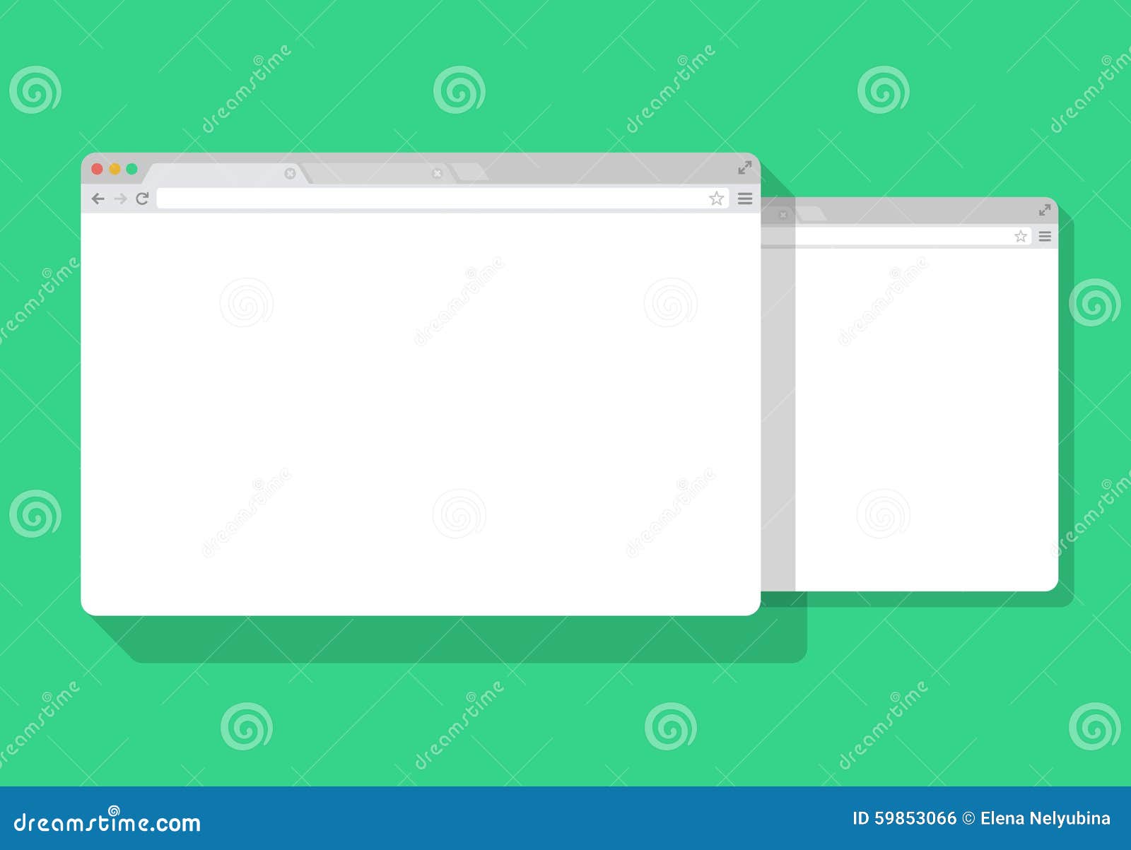 2 Web Simple Set of Browser Window White, Green Background, Flat Stock ...