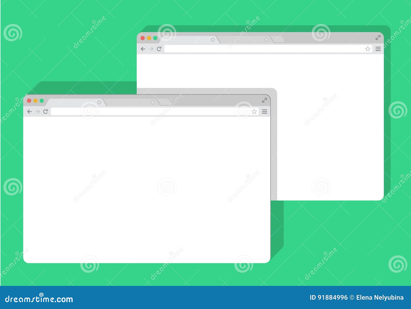 Web Simple Set of Browser Window White, Green Background, Mock-up ...