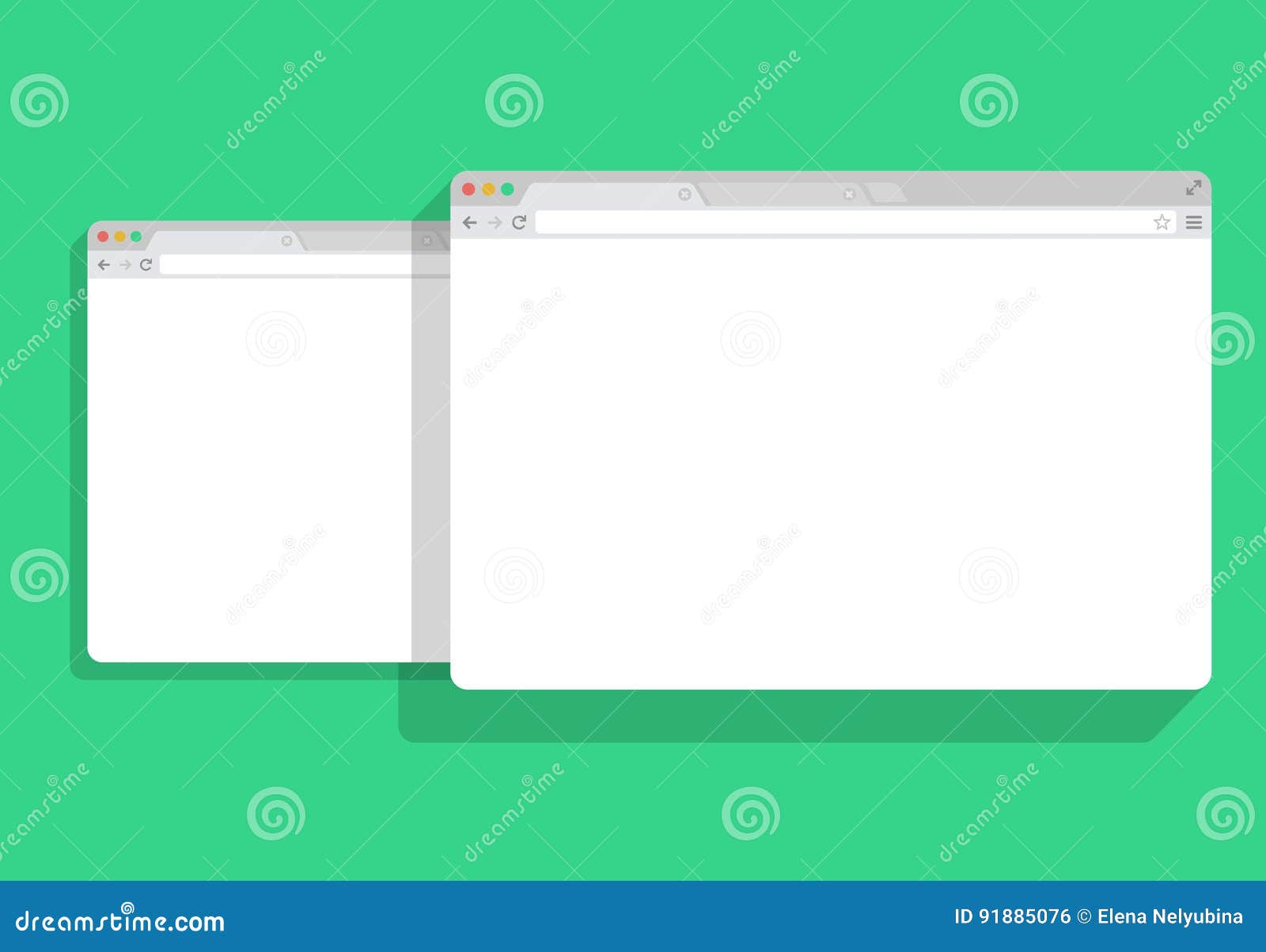 Web Simple Set Of Browser Window White, Green Background, Mock-up ...