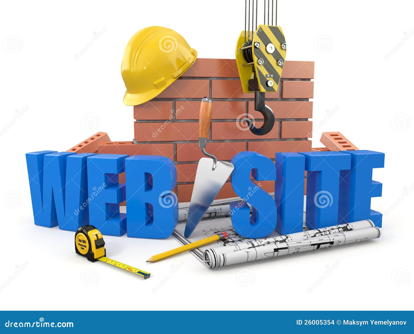 Web Site Building. Crane, Wall and Tools Stock Illustration ...