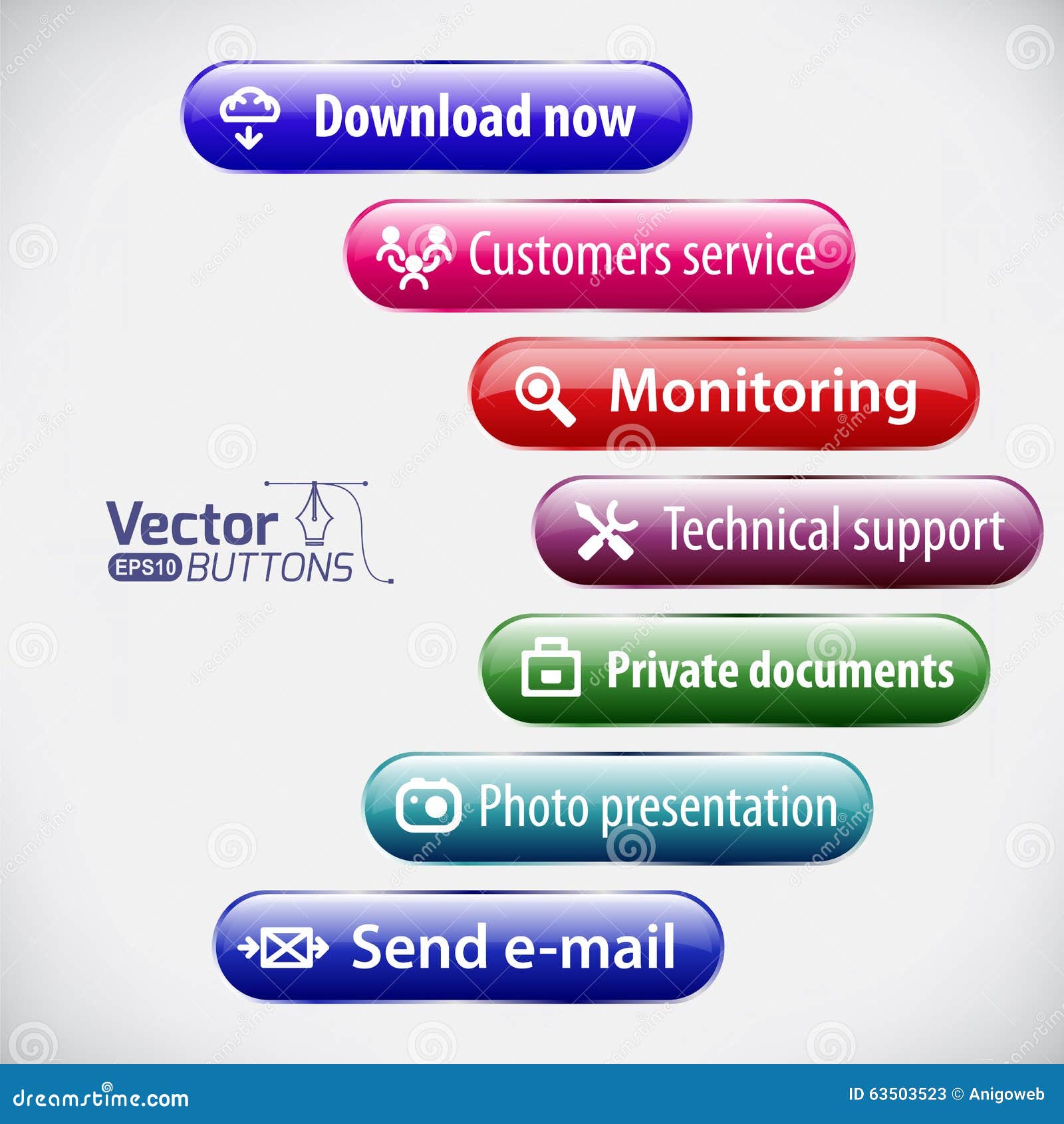 Web site buttons stock vector. Illustration of design - 63503523