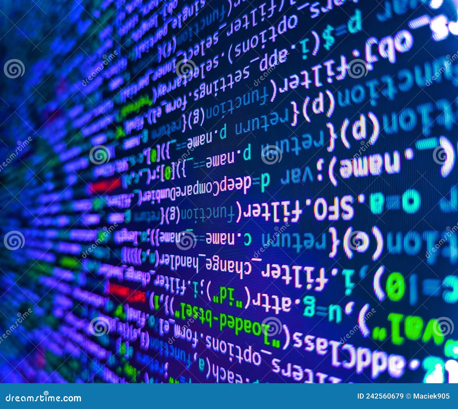 Web Site Codes On Computer Monitor Blurred Screen With Selective Focus Html And Css Code