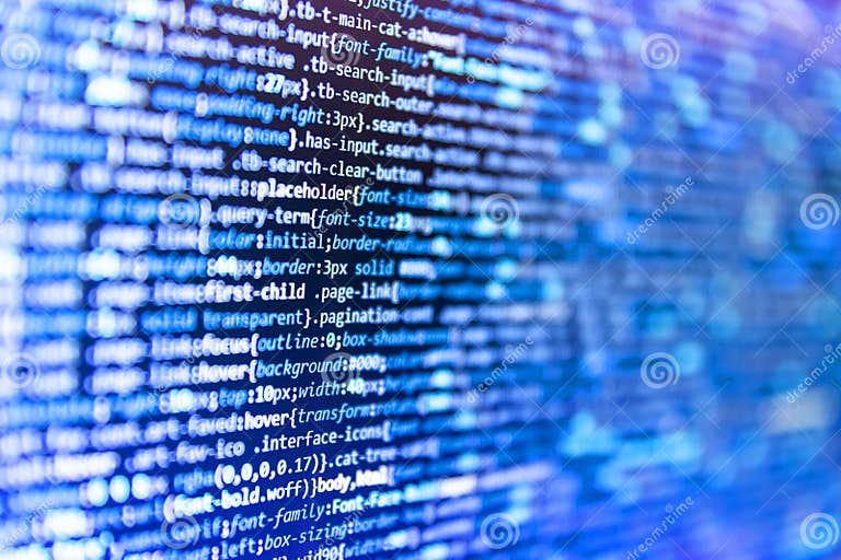 Web Site Codes on Computer Monitor. it Coding on Monitor Screen. Code on Dark Background Stock ...