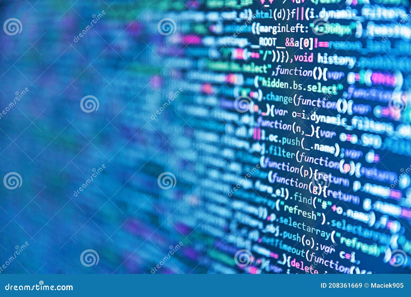 Web Site Codes On Computer Monitor Creative Js Html5 Closeup Set On Background Abstract