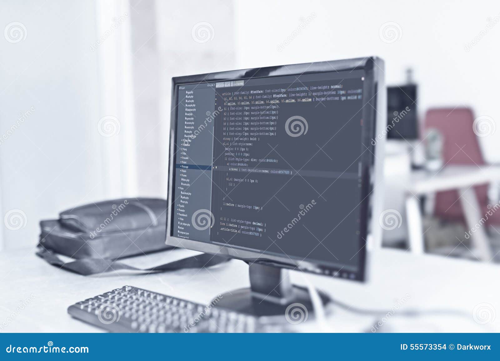 Web Site Codes On Computer Monitor It Coding On Monitor Screen Code On Dark Background