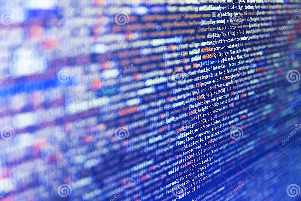 Web Site Codes on Computer Monitor. Script Procedure Creating. Abstract Program Code on Computer ...