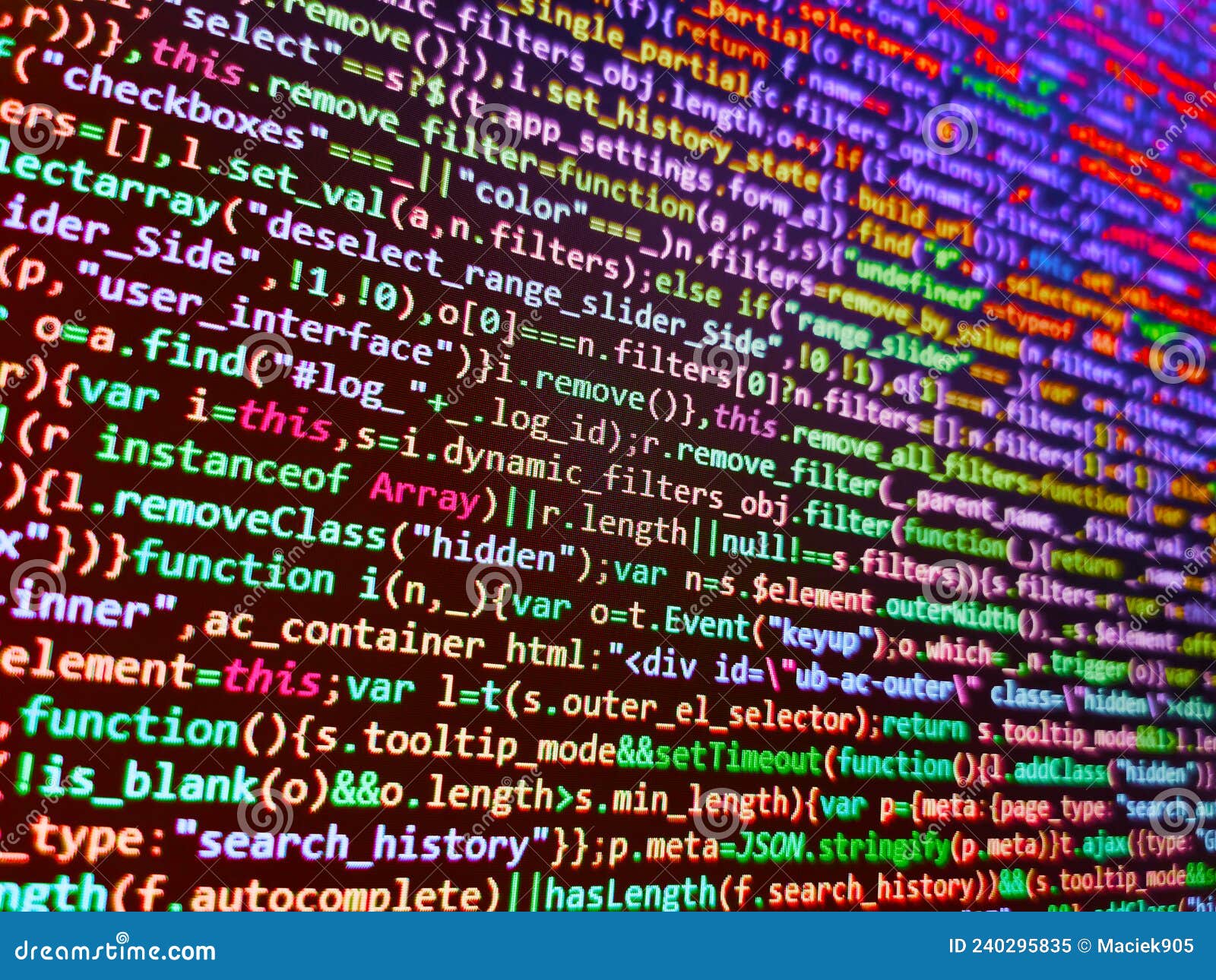 Web Site Codes on Computer Monitor. Writing Programming Functions on Laptop. Programmer ...