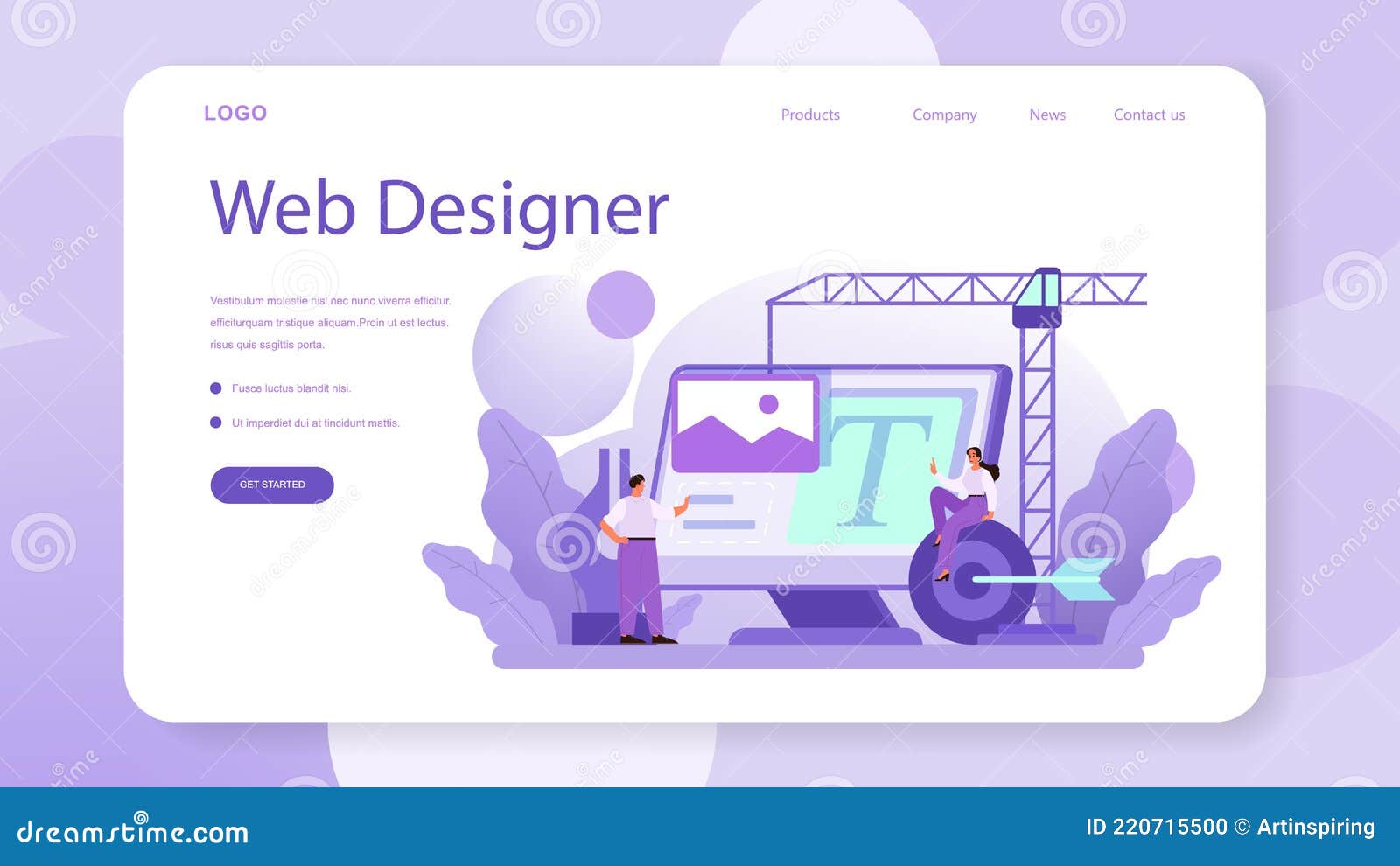 Web Site Design Web Banner or Landing Page. Presenting Content Stock Vector - Illustration of ...